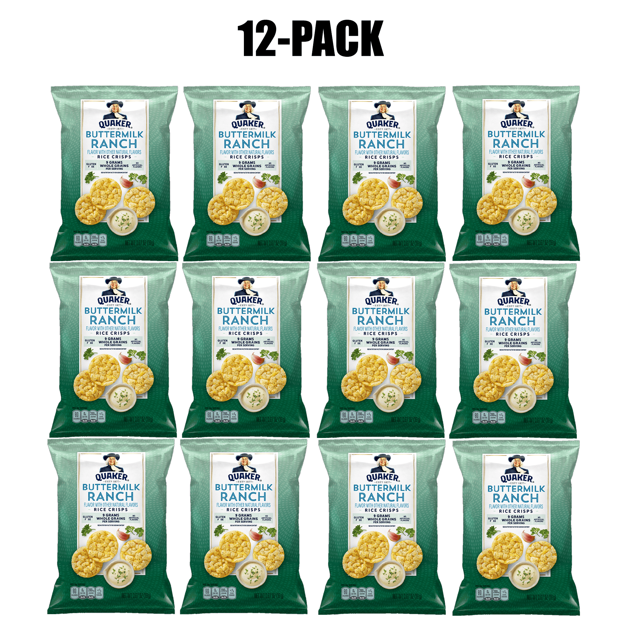 Quaker Rice Crisps with Buttermilk Ranch Flavour, Gluten Free Snacks, 0 ...