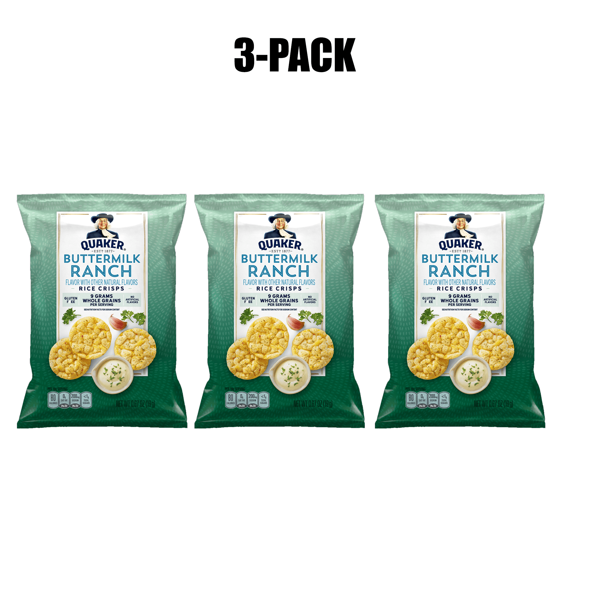 Quaker Rice Crisps with Buttermilk Ranch Flavour, Gluten Free Snacks, 0 ...