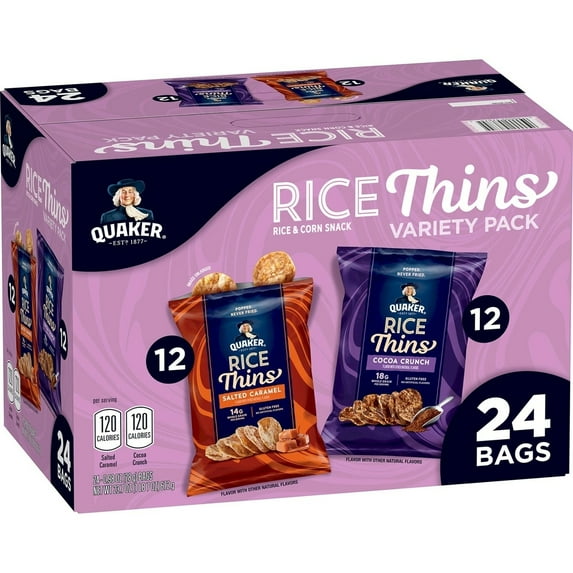 Quaker Rice Thins Variety Pack, Cocoa Crunch and Salted Caramel Snacks ...