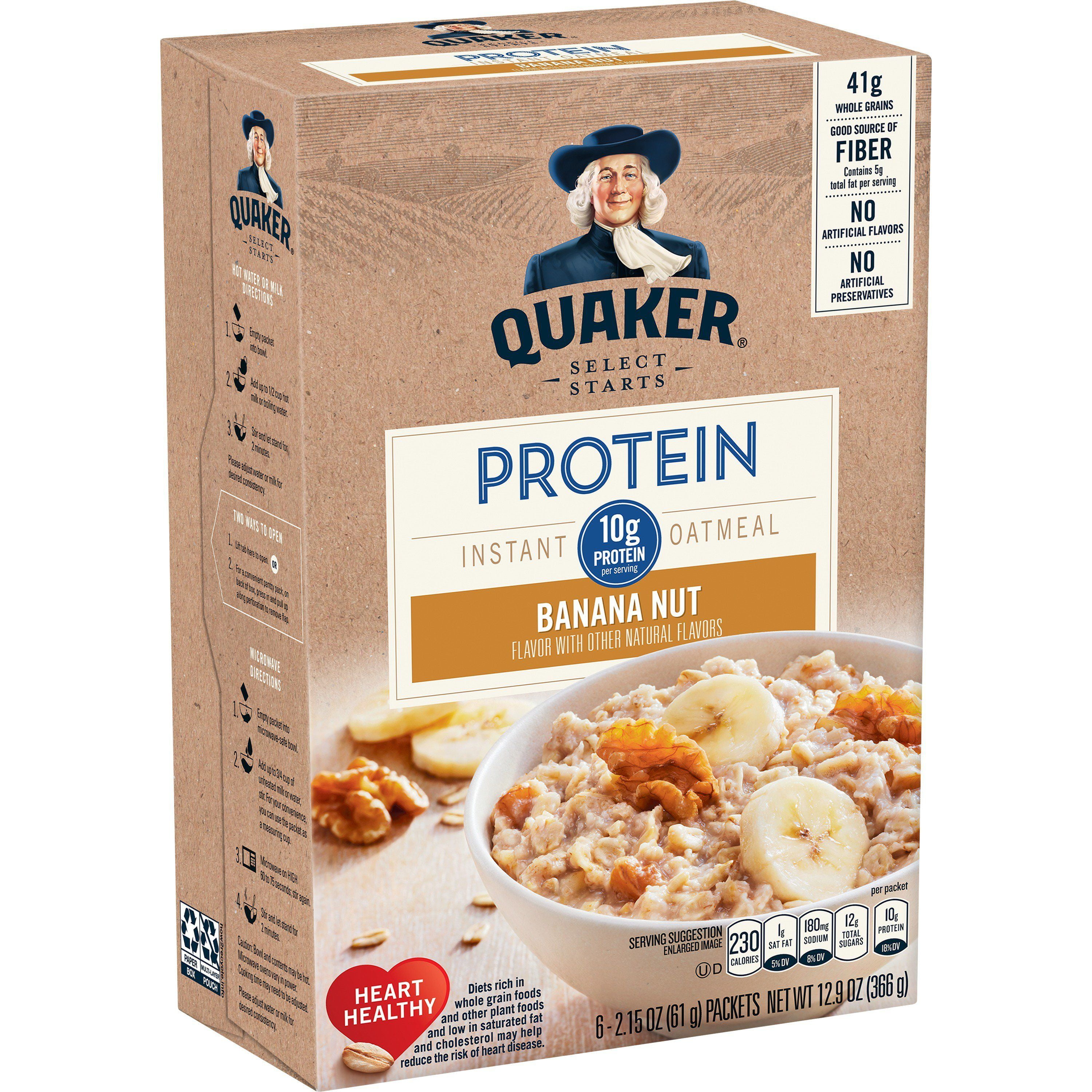 Quaker Select Starts Protein Banana Nut Instant Oatmeal - 6 ct ...