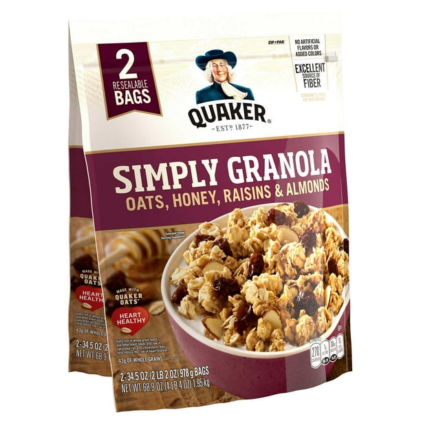 Quaker Simply Granola Cereal, 34.5 oz, 2 Count - Walmart Business Supplies