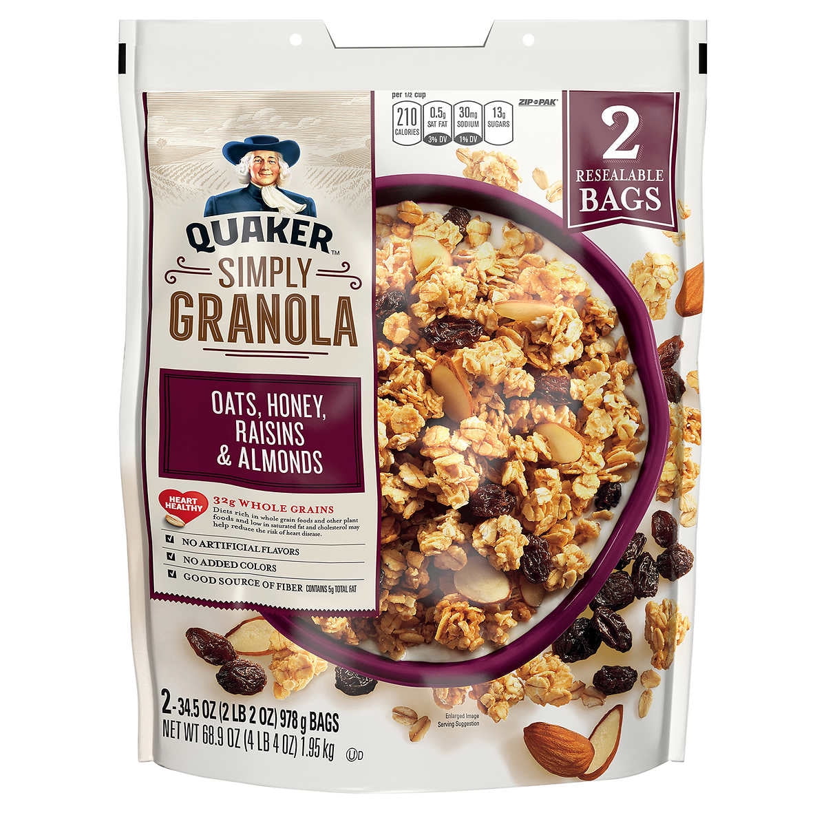 Quaker Simply Granola Cereal, 34.5 oz, 2-count - Walmart.com