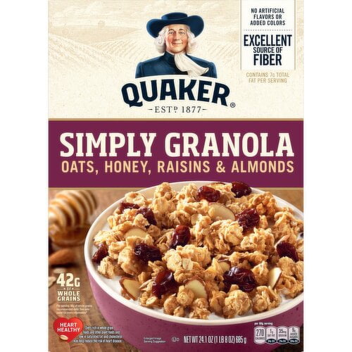 Quaker Simply Granola Oats, Honey, Raisins & Almonds - Walmart.com