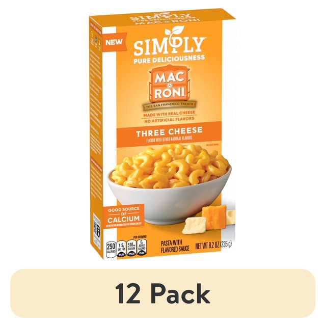 (12 pack) Simply Mac a Roni, Three Cheese Flavor, 8.2 oz Box Single ...