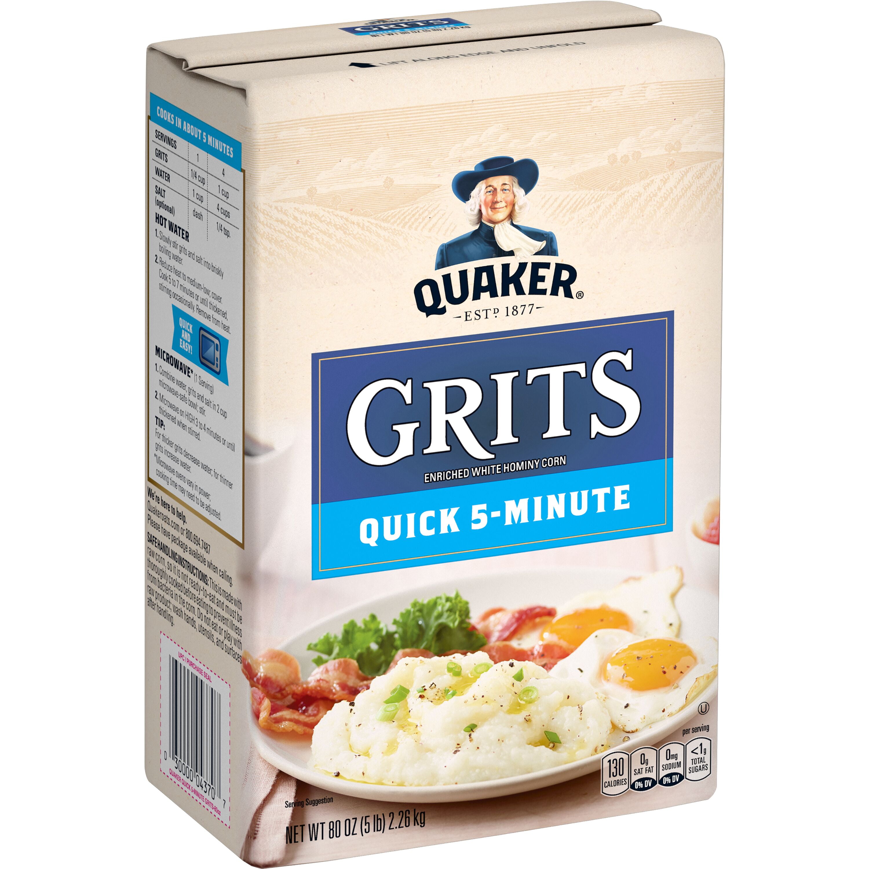 Quaker, Quick 5-Minute Grits, 80 oz Box - Walmart Business Supplies