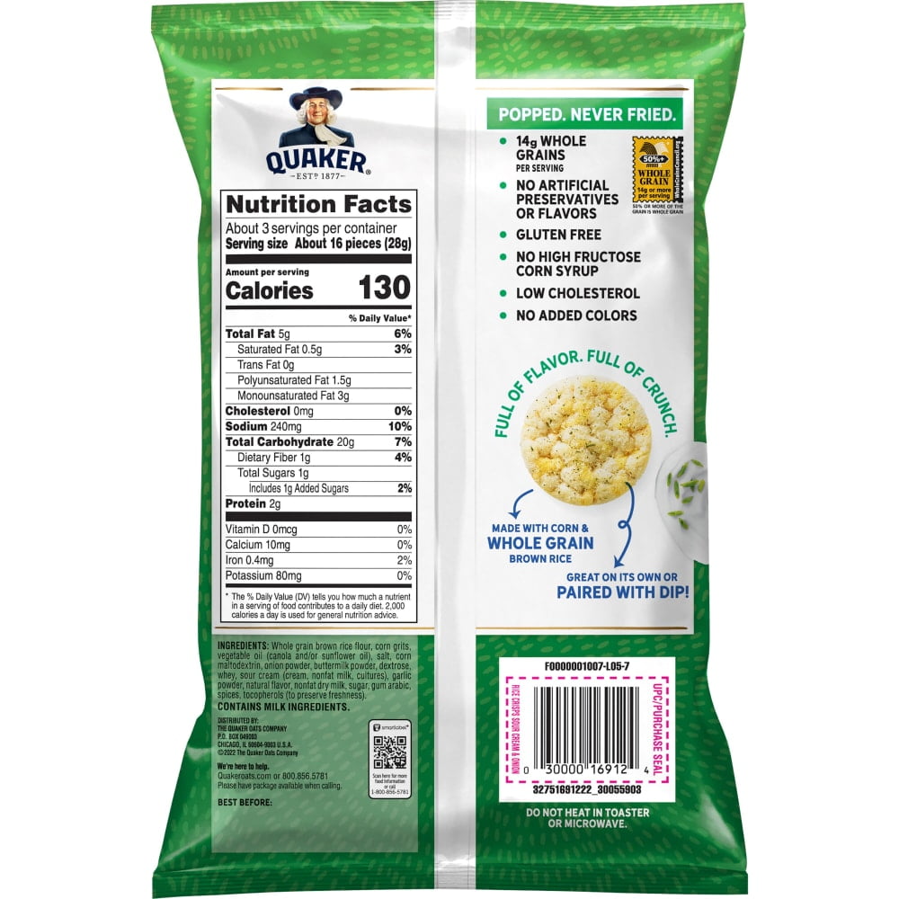 Quaker Sour Cream & Onion Flavored Rice Crisps - 3.03 oz - Pack of 2 ...