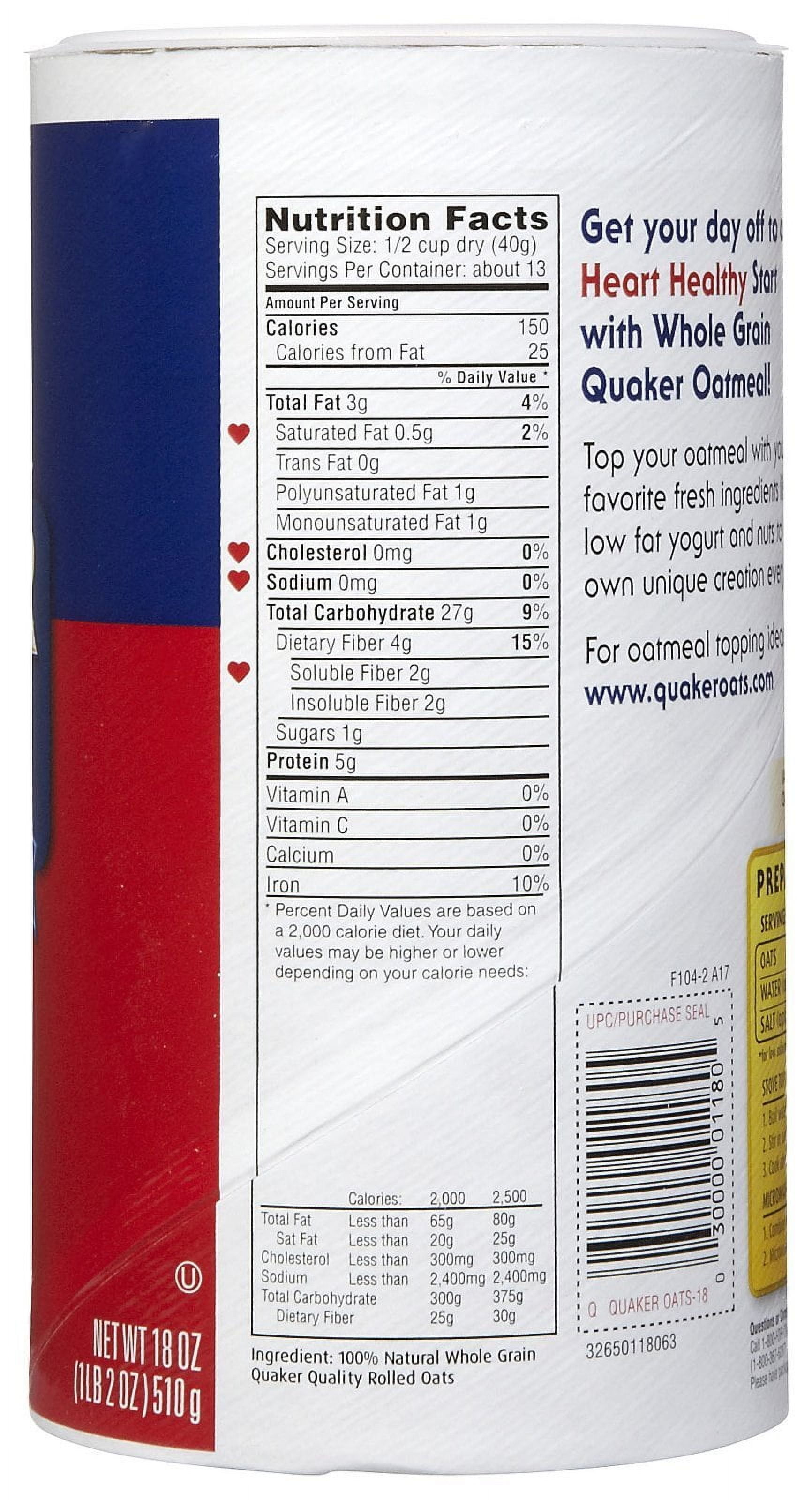 Quaker Standard Oatmeal AJH3 Quick - 18 oz - 2 pk - Walmart.com