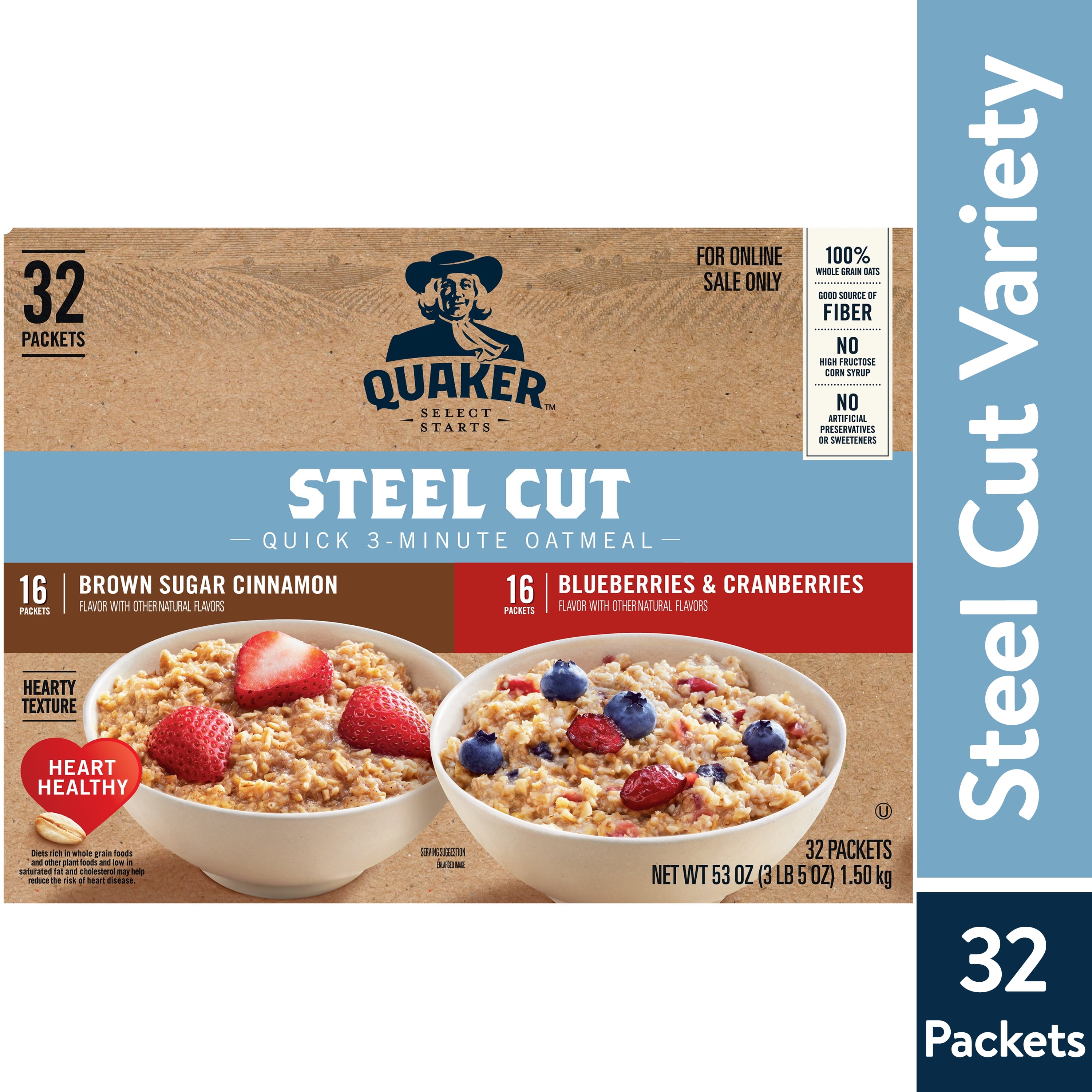 Quaker Steel Cut Quick 3-Minute Oatmeal, Variety Pack, Stovetop or ...