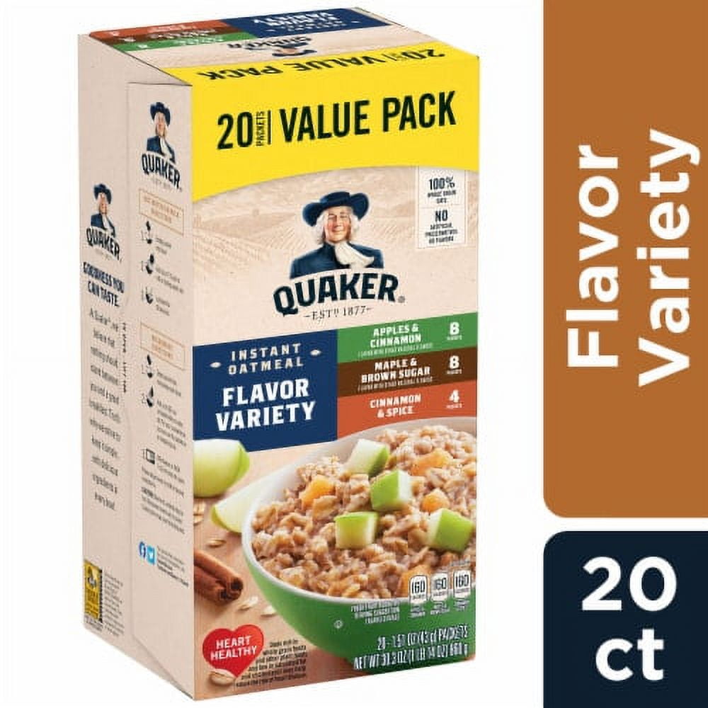 Quaker Traditional Flavors Instant Oatmeal Variety Pack - Walmart.com