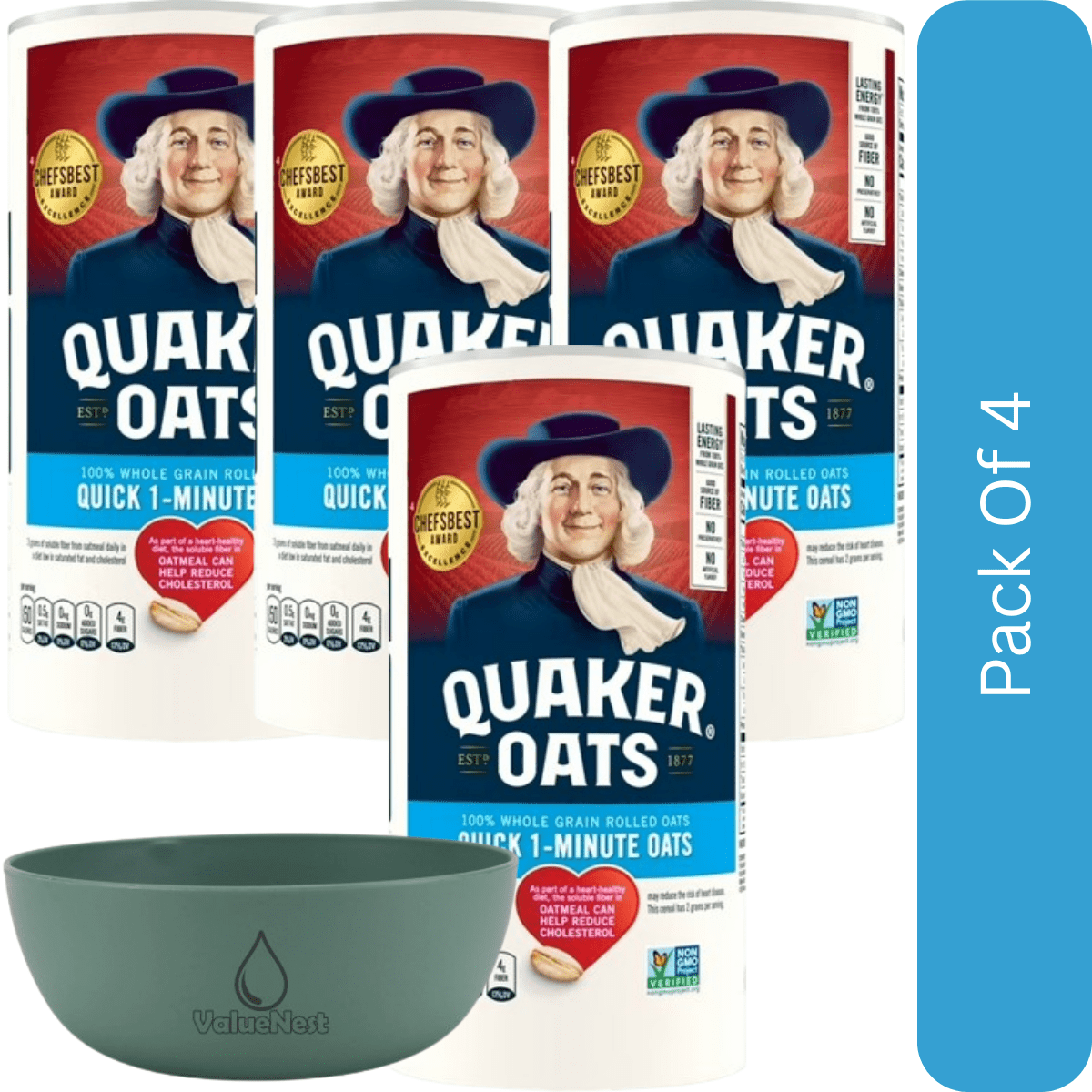 Quaker Whole Grain Oats – Quick 1-Minute Instant Oats, 18 oz-4pk, With ...