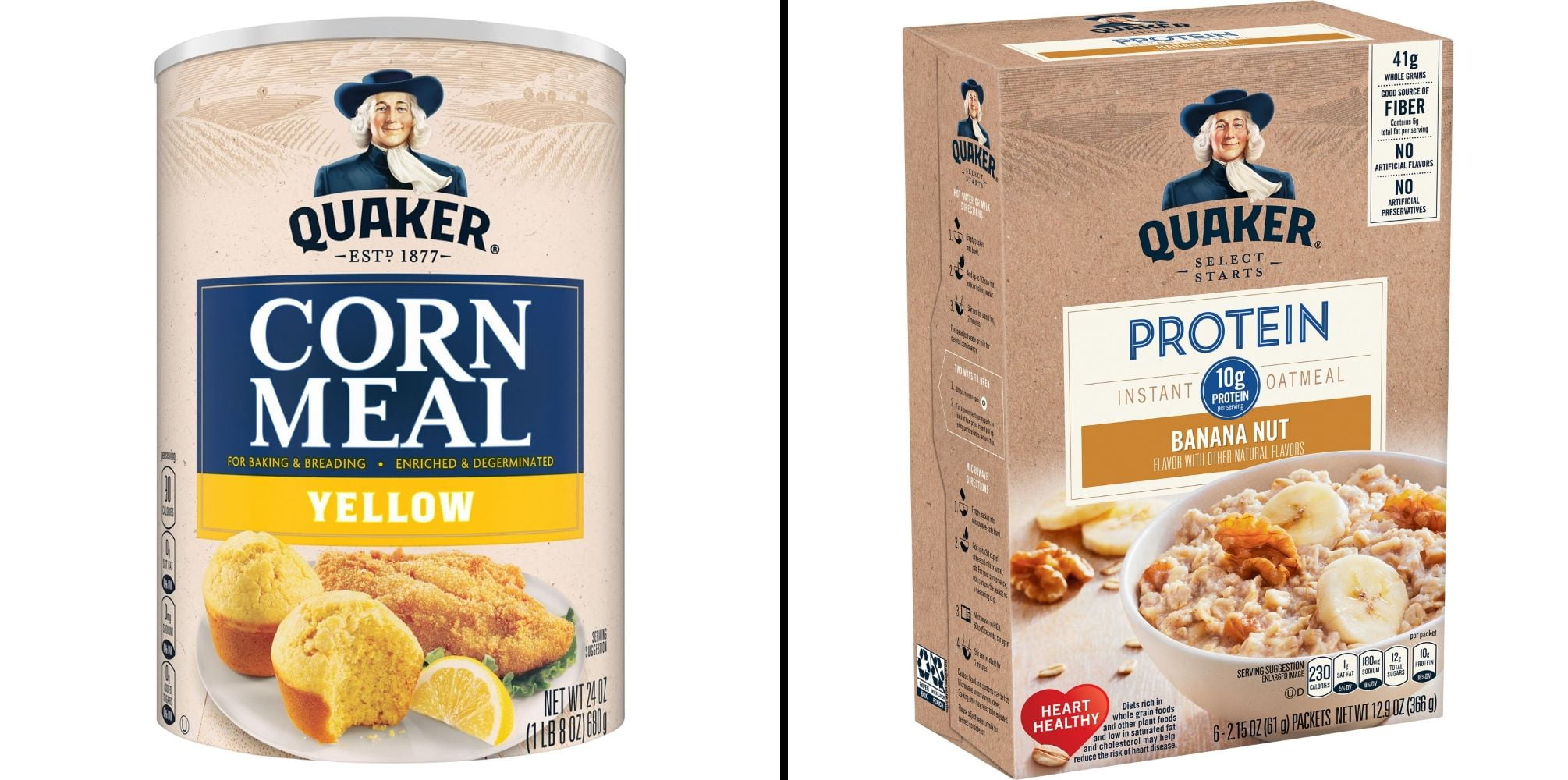 Quaker Yellow Corn Meal 1.5 lb & Quaker Select Starts Protein Banana ...