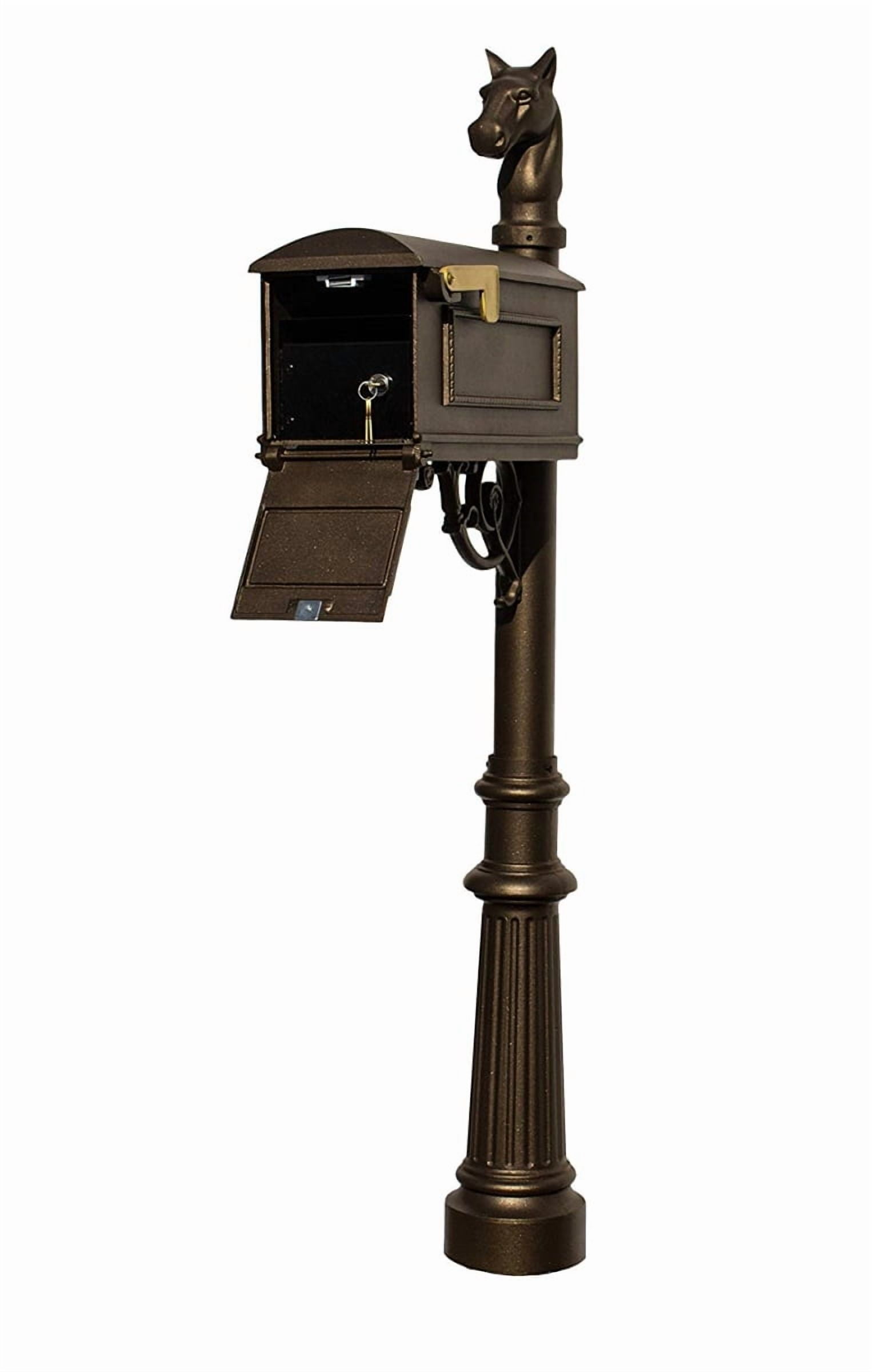 Lewiston Equine Mailbox Post System with Locking Insert, ornate base ...