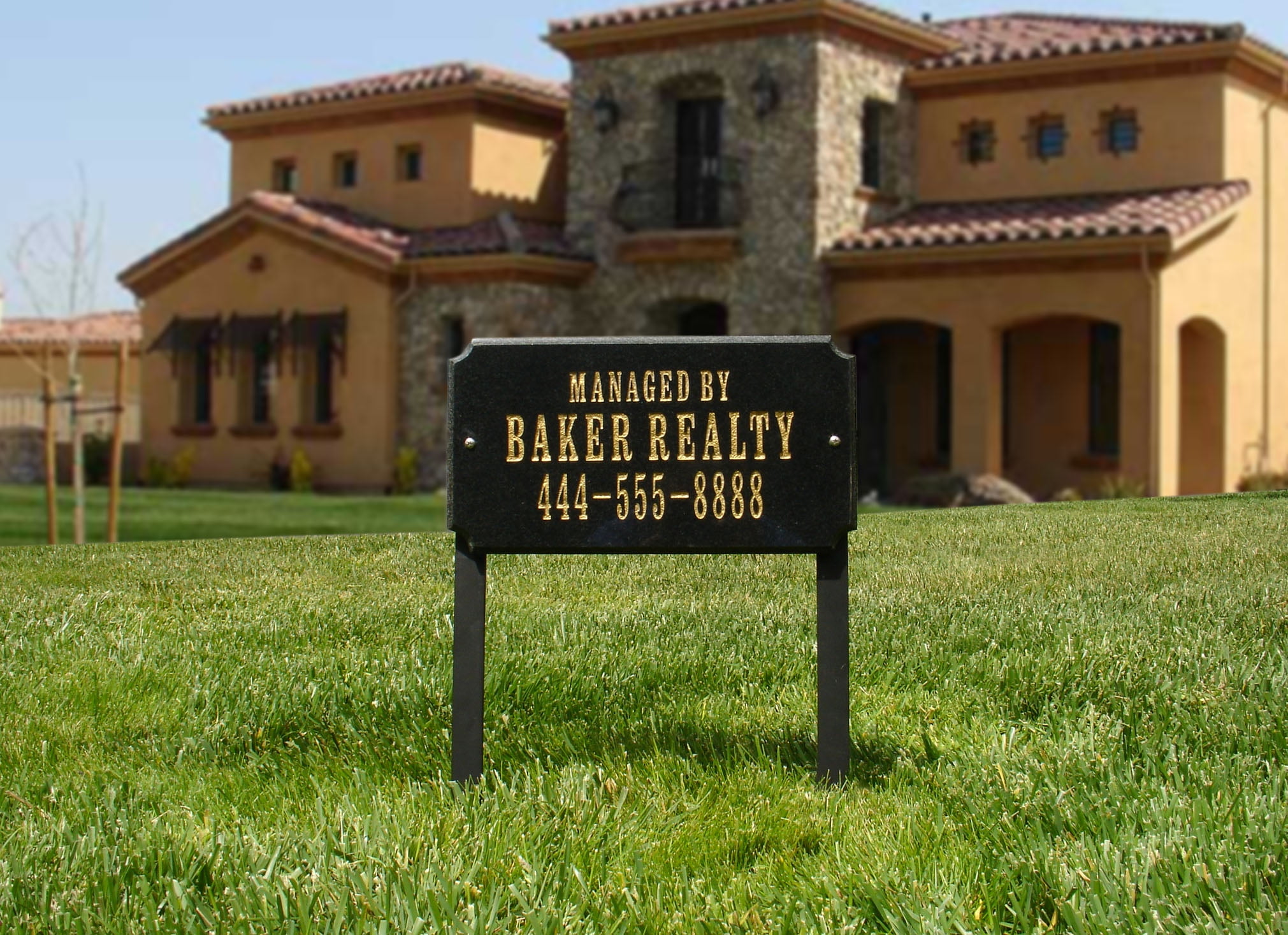 QualArc LS-4718 3 in. Black Powder Coated Cast Aluminum Lawn Stakes for ...