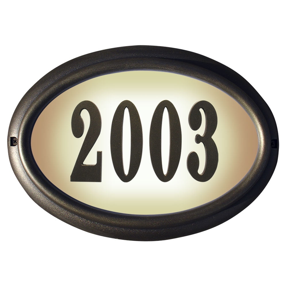 QualArc LTO-1302-FB 15 in. Edgewood Oval Lighted Address Plaque in ...