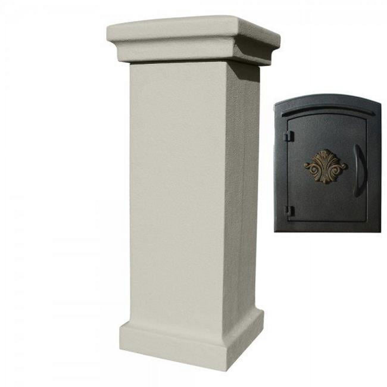 QualArc MAN-S-STUCOL-1401-GY 48 in. Manchester Stucco Column with Locking Drop Chute Mailbox in ...