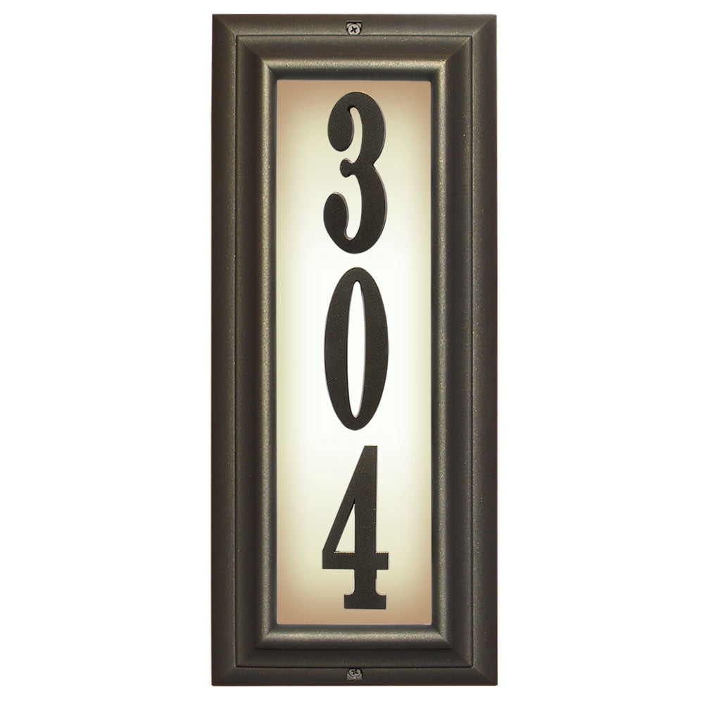 Qualarc Edgewood Vertical Lighted Address Plaque in Oil Rub Bronze ...