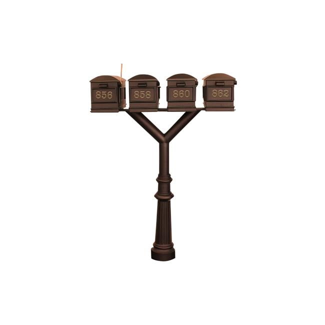 Qualarc PENPST4-800-LM-BRZ Penfield Quad Mailbox Post System ...