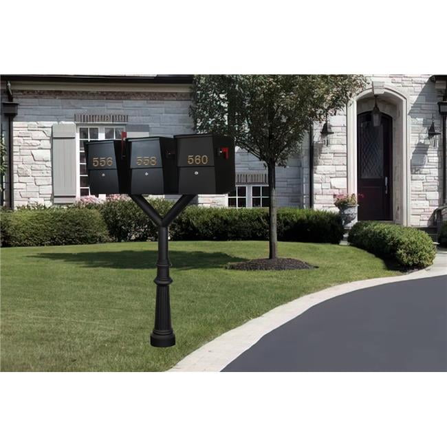 Qualarc PENPST3-800-LS Penfield Triple Mailbox Post System, Decorative ...