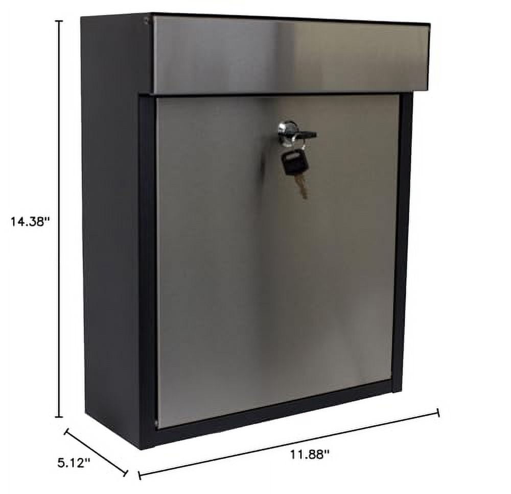 Qualarc WF-P010 Woodlake Wall Mount Rectangular Galvanized & Stainless Steel Locking Mailbox ...