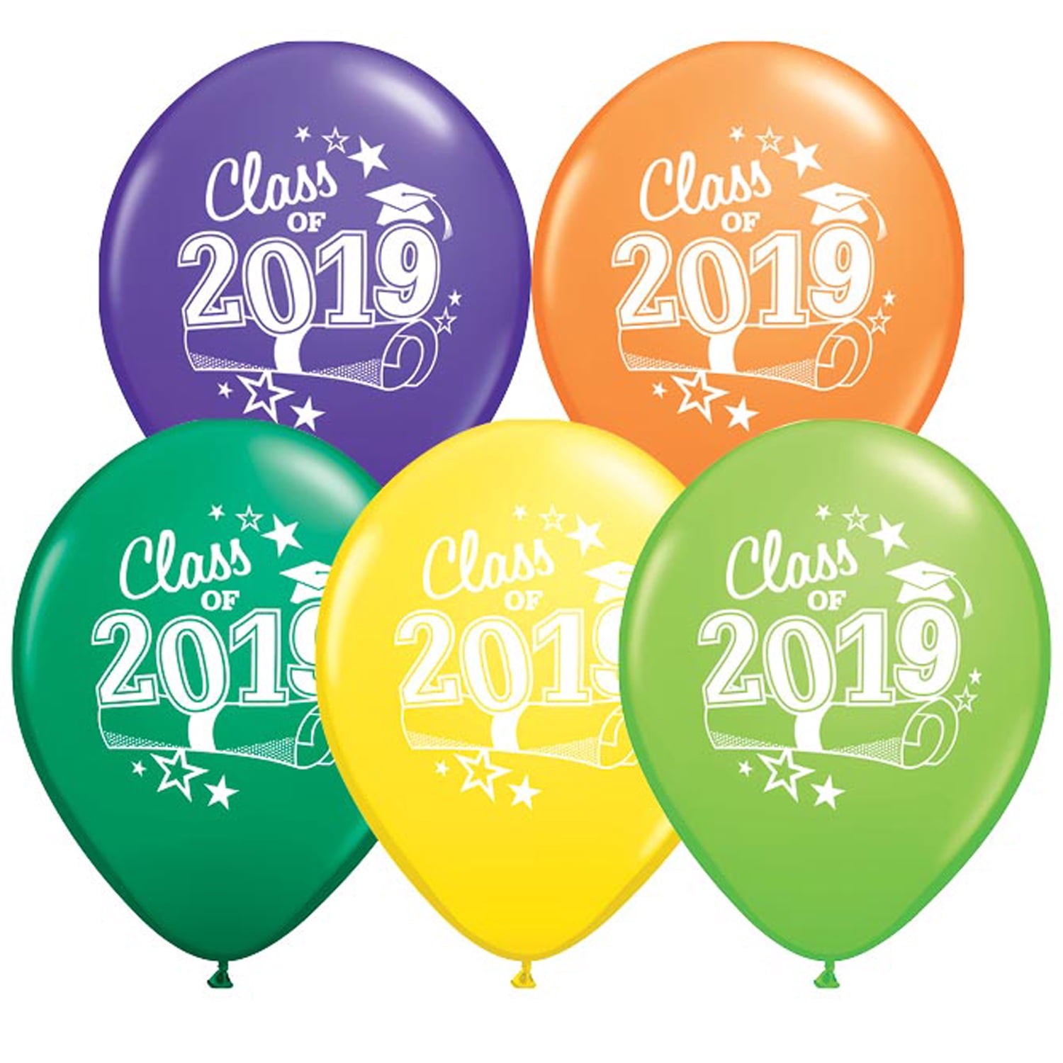 Qualatex Class of 2019 Graduation Cap Bright School Colors 11" Latex ...