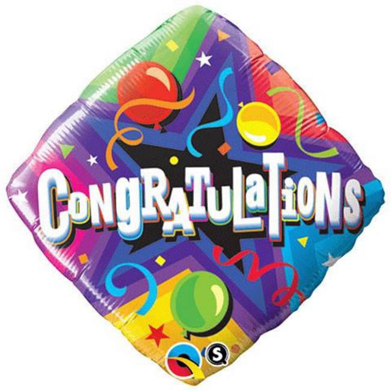 Qualatex Congratulations Party Time Multicolored Diamond Shape 18 ...