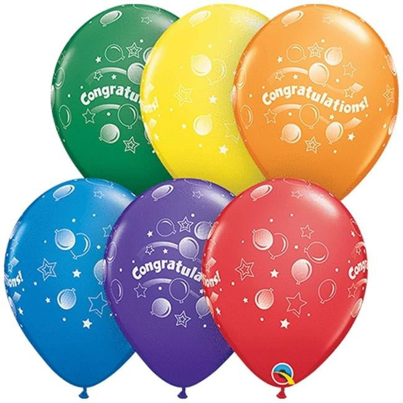 Qualatex Congratulations Stars Around Assorted Colors 11" Latex ...