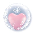 Qualatex Elegant Roses and Butterfly 24" Bubble Balloon, Transparent ...