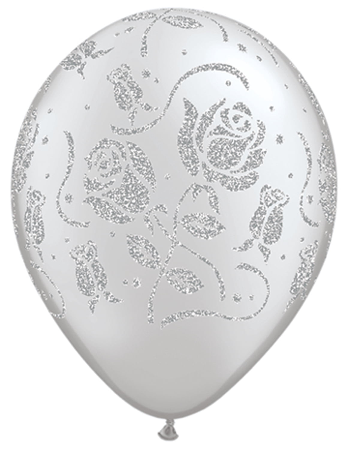 Qualatex Valentine's Romantic Glitter Rose 11" Latex Balloons, Silver ...