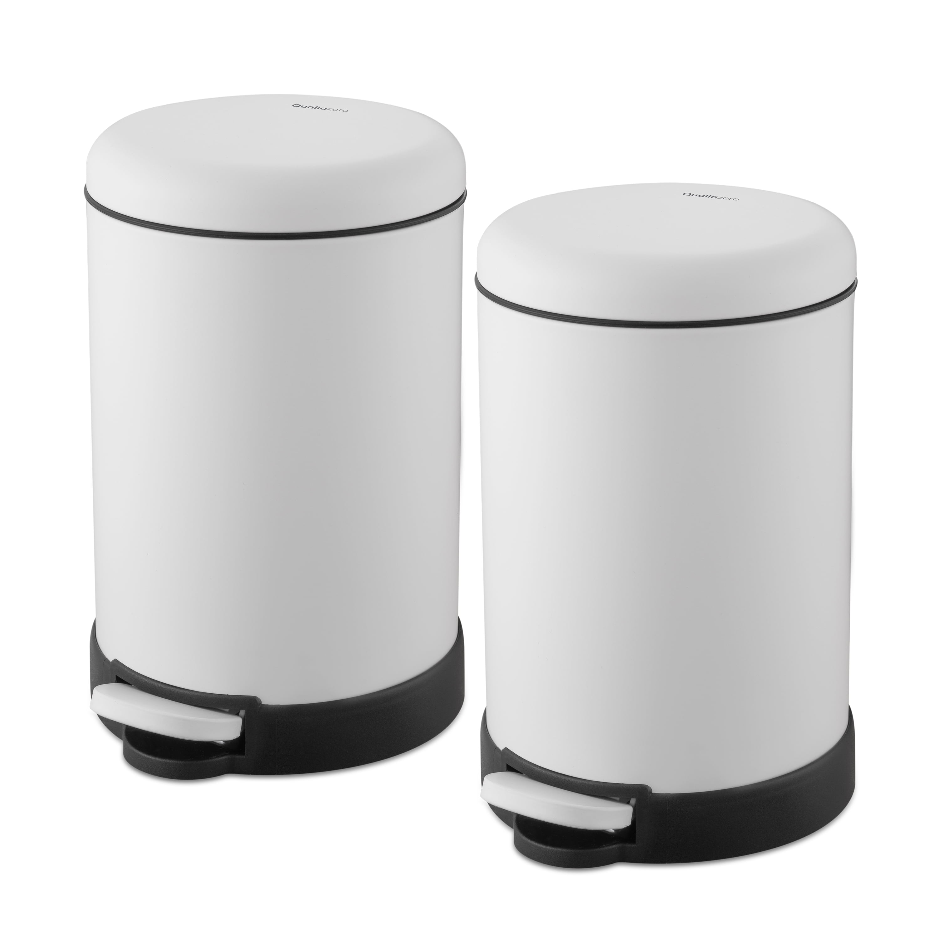 Qualiazero Trash Can, 1.6 Gal Round Step On Trash Can, Matte White ...