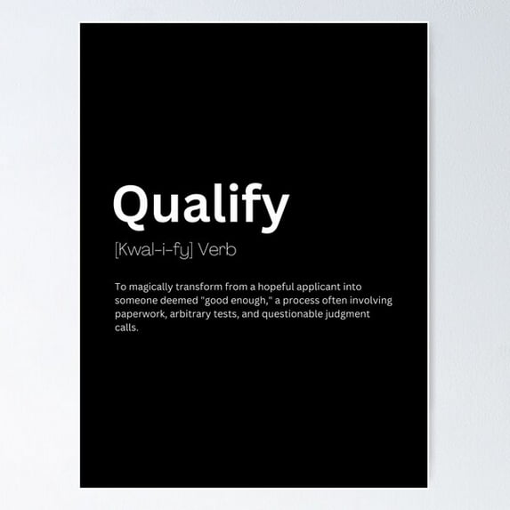 Qualify Dictionary Definition Poster Wall Art, Modern Wall Decor For Living Room Bedroom, 12x18 ...