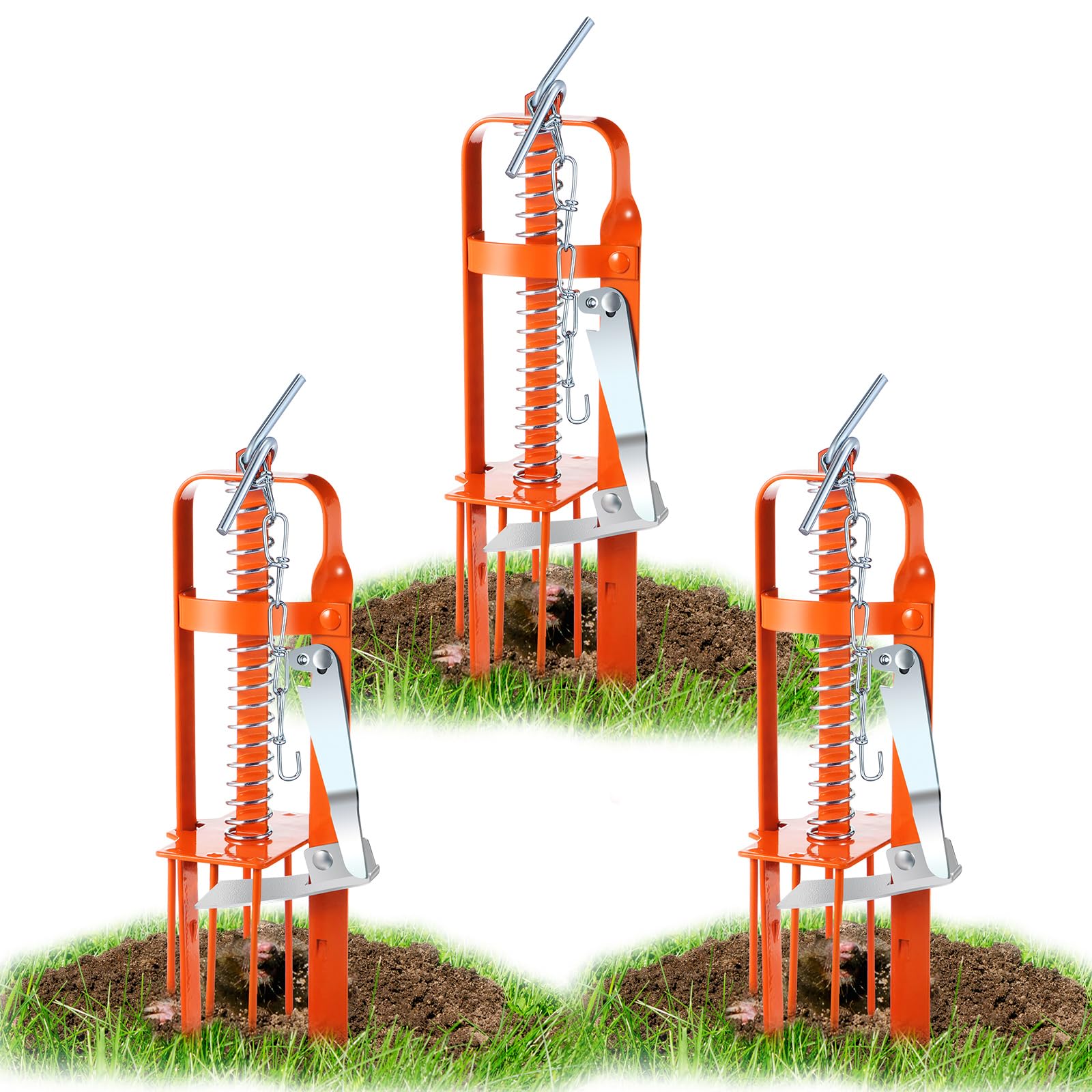 Qualirey 3 Pcs Mole Trap for Lawns, Spear Style Mole Killer for Garden ...