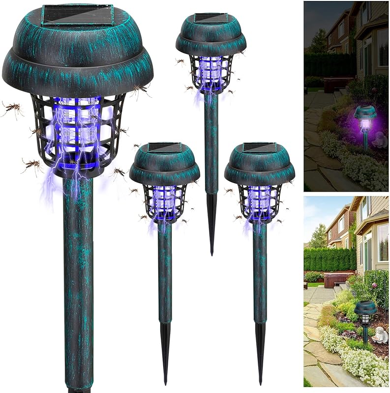Qualirey 4 Pcs Solar Mosquito Zapper Outdoor Waterproof Solar Powered ...