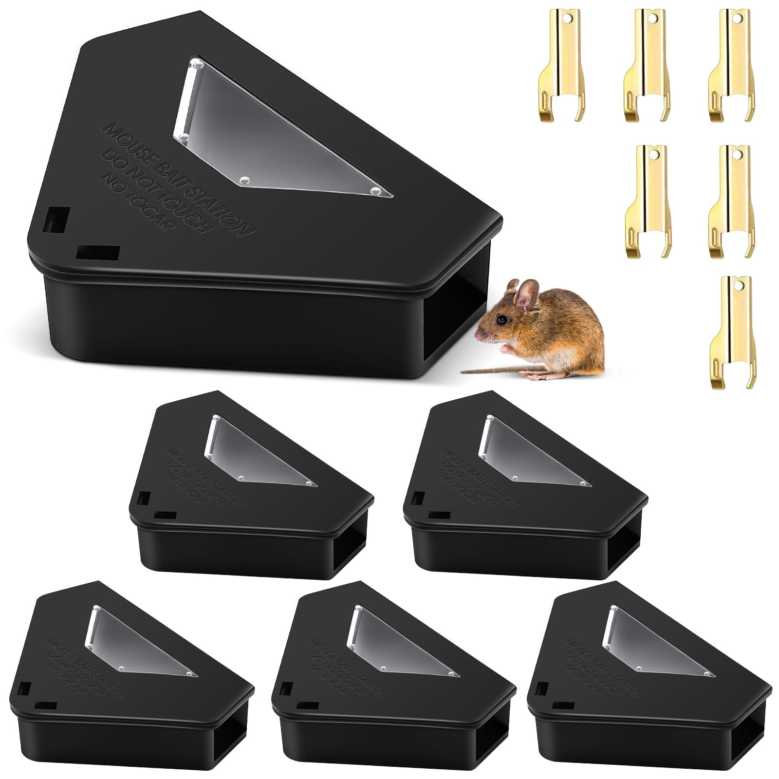 Qualirey 6 Pcs Mouse Bait Station with Key Required Mouse Stations Mice ...