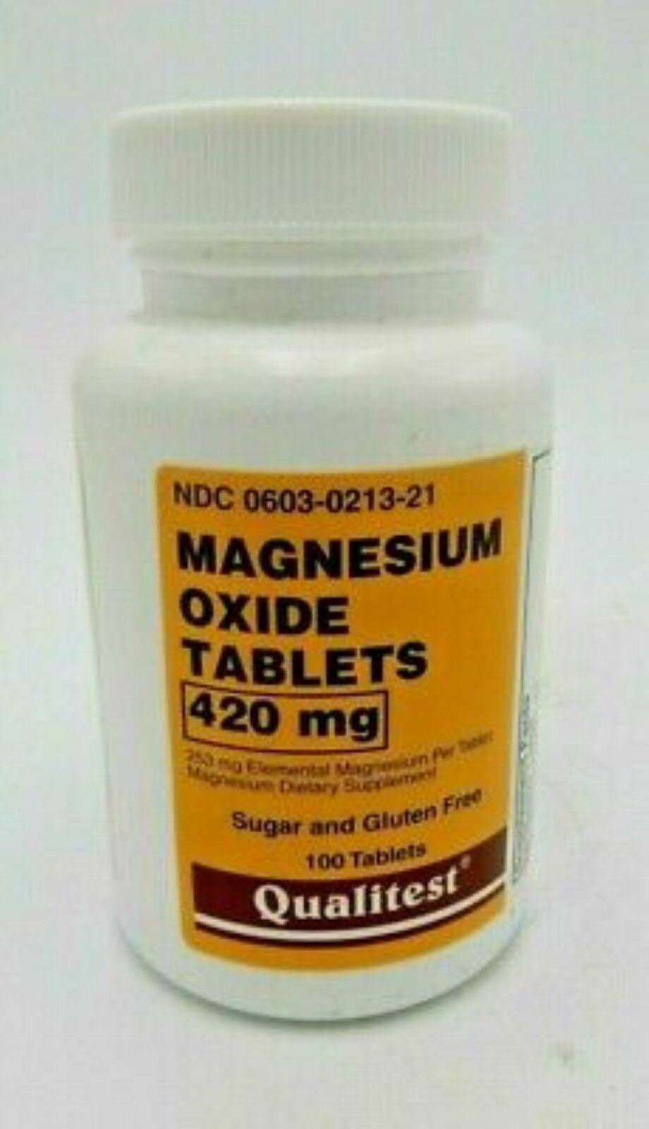 Qualitest Magnesium Oxide Tablet 420mg Sugar & Gluten Free, 100 ct, 3 ...