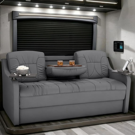 Qualitex De Leon Console DX RV Sofa Bed - 72" Wide - Charcoal Ultimate ...