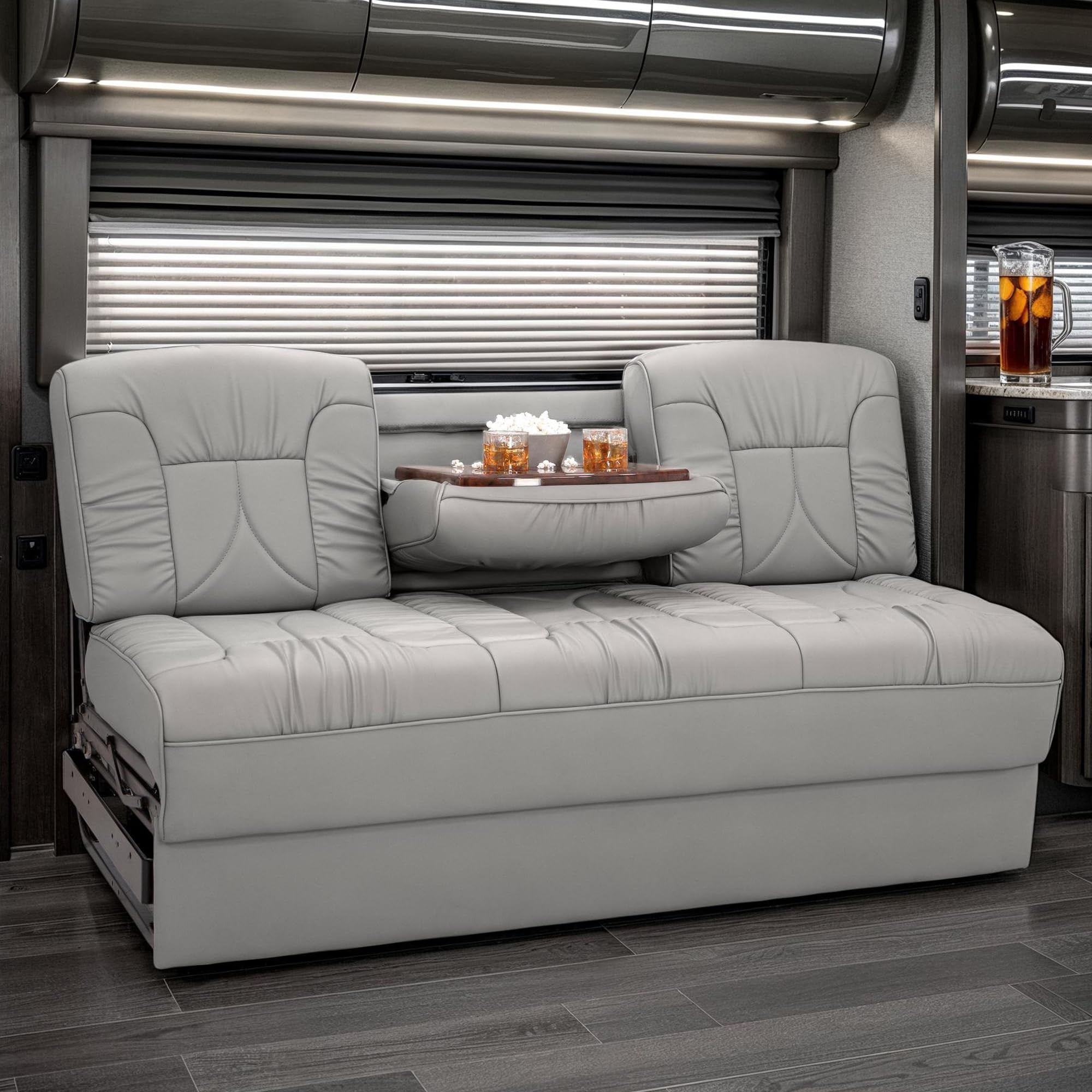 Qualitex De Leon Console RV Sofa Bed - 72" Wide - Ash Ultimate Leather ...