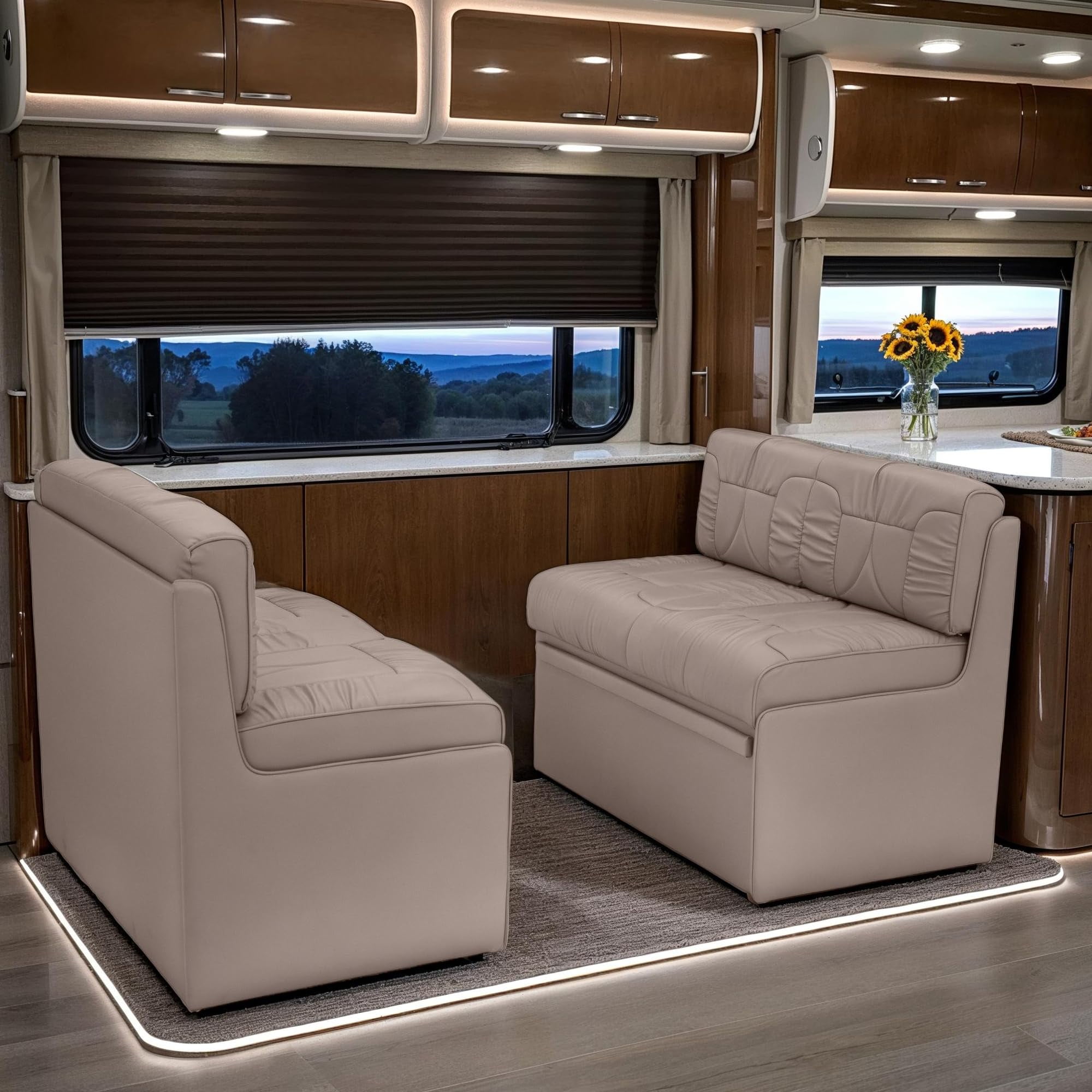 Qualitex De Leon RV Dinette, Bed with Storage, Ultimate Leather, Light ...
