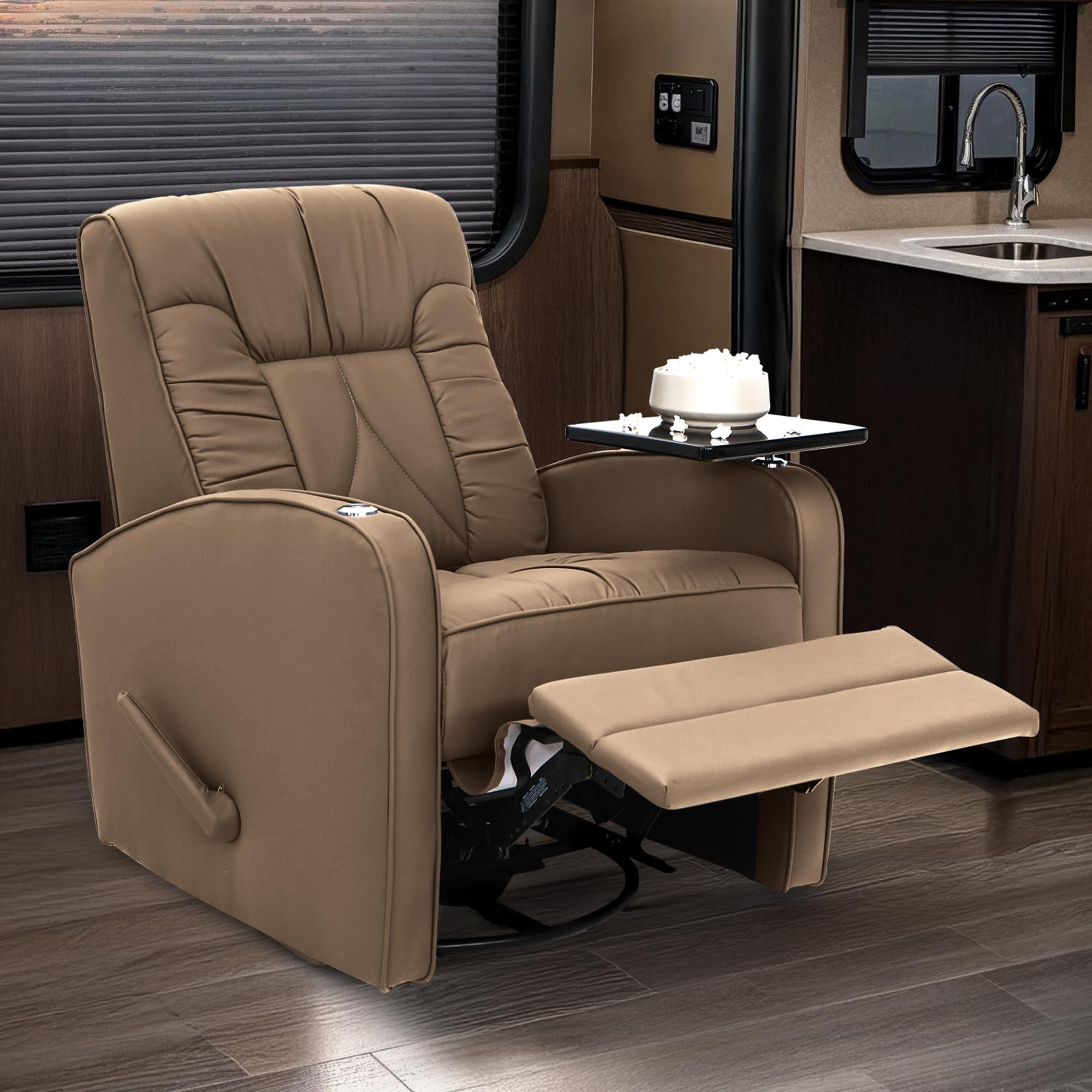 Qualitex De Leon RV Swivel Recliner - Manual Recline - Light Sand ...