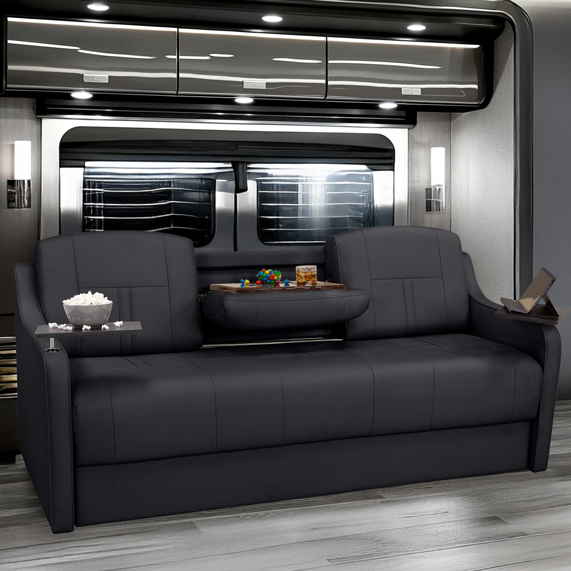 Qualitex Ethos Console DX RV Sofa Bed - 78" Wide - Black Ultimate ...