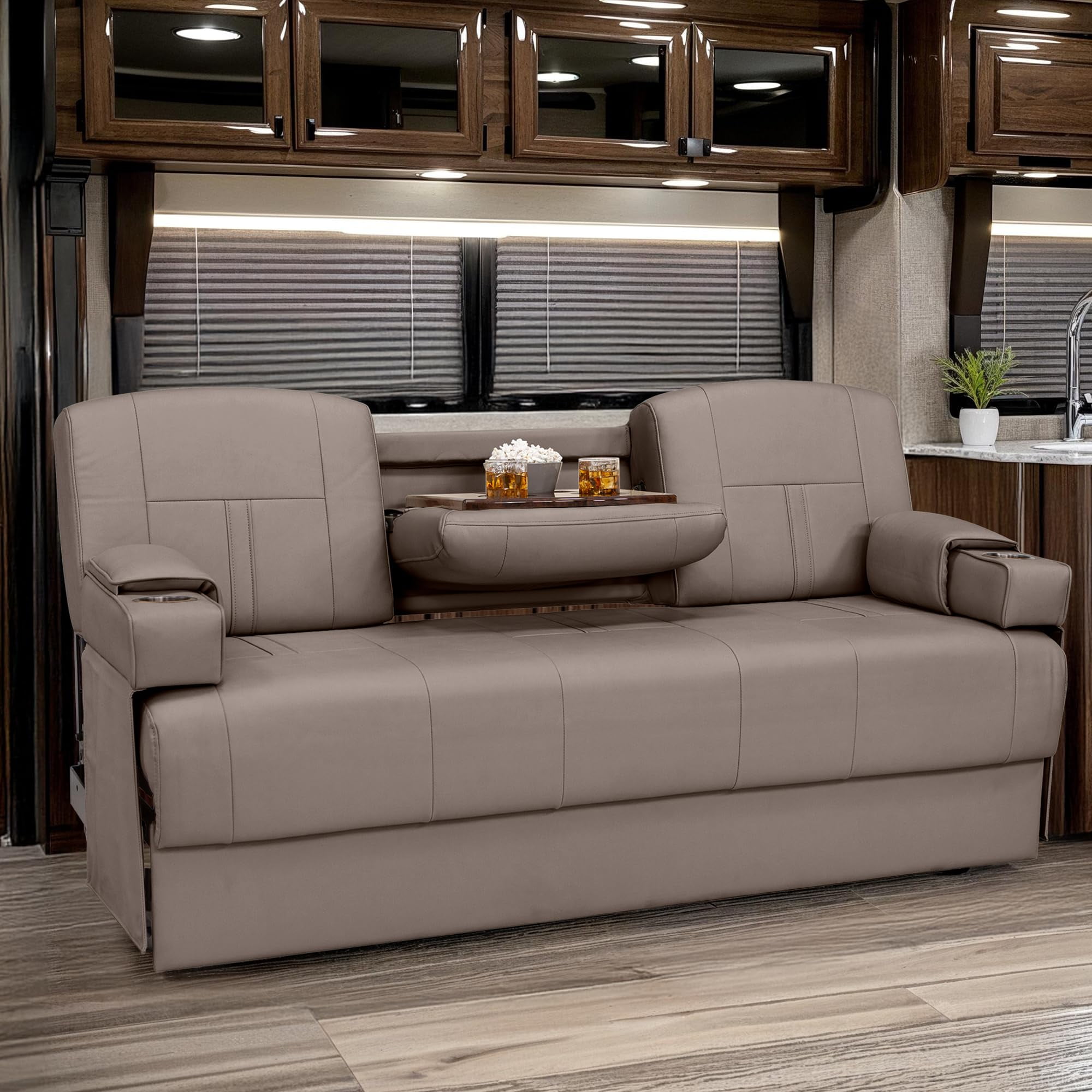 Qualitex Ethos Console SL RV Sofa Bed - 74" Wide - Light Antelope Ultimate Leather - Walmart.com