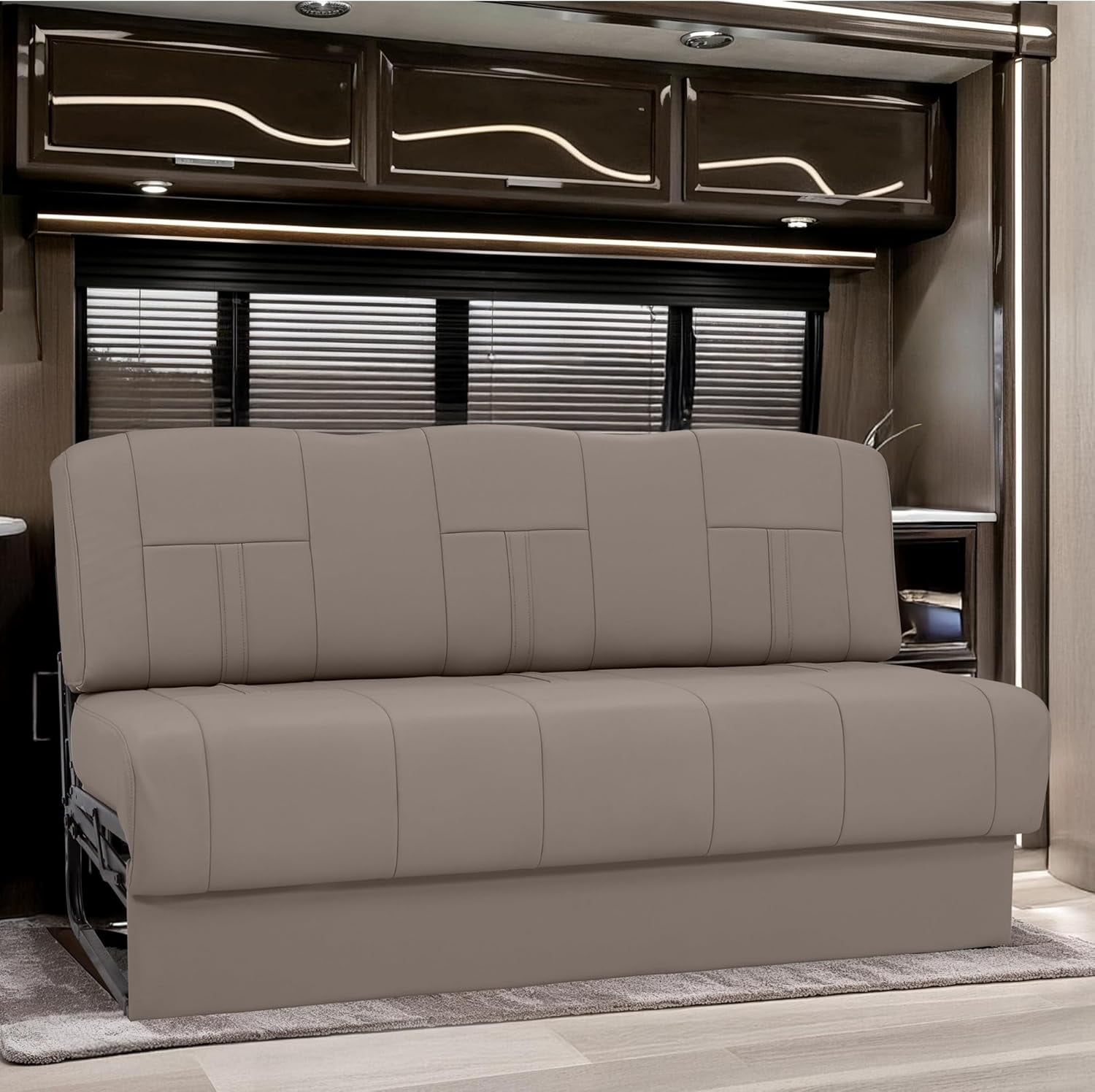 Qualitex Ethos RV Sofa Bed - 66" Wide - Light Antelope Ultimate Leather ...
