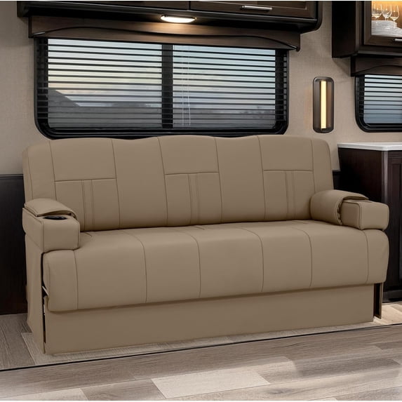 Qualitex Ethos SL RV Sofa Bed - 68" Wide - Light Sand Ultimate Leather ...