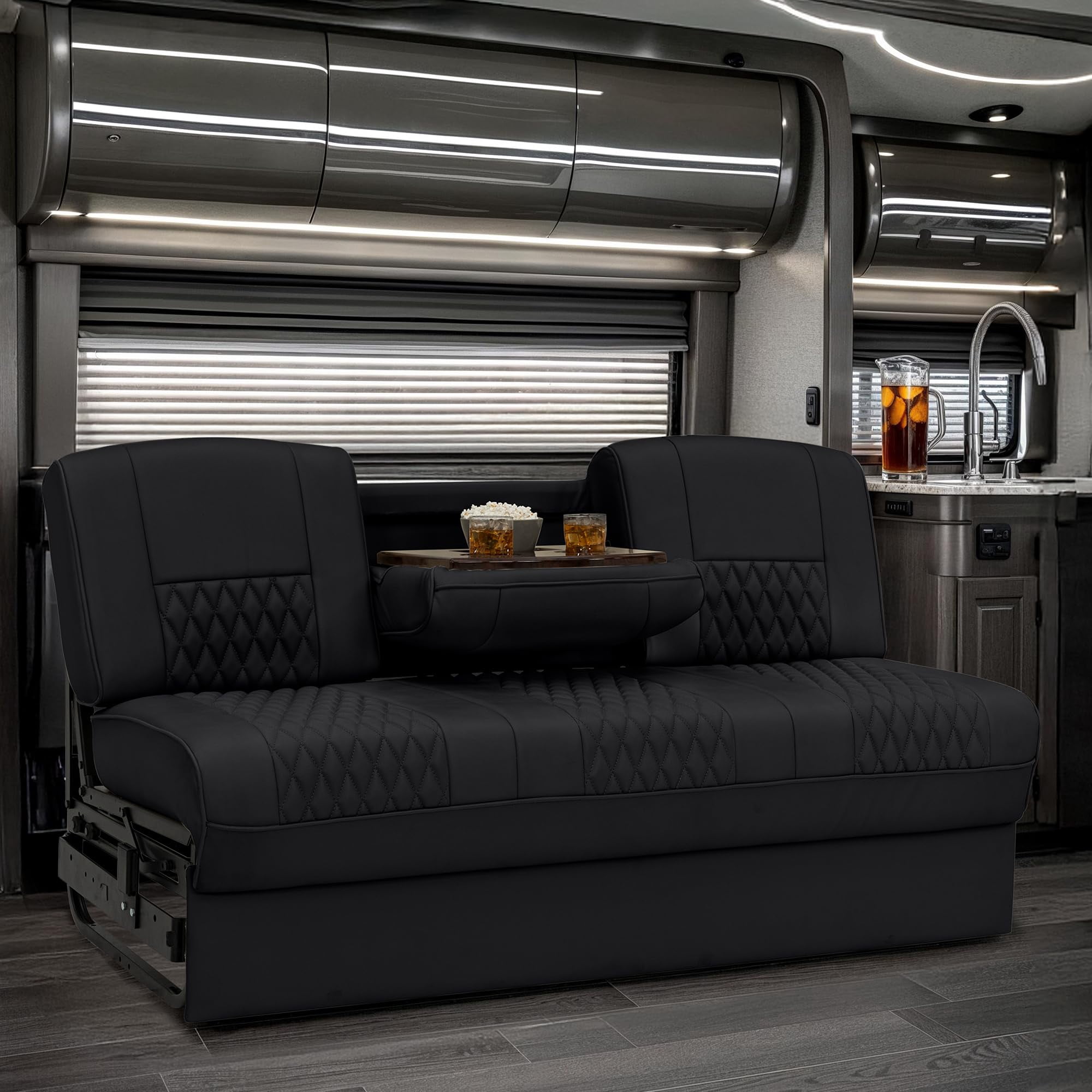 Qualitex Gravitas Console RV Sofa Bed - 66" Wide - Black Ultimate ...