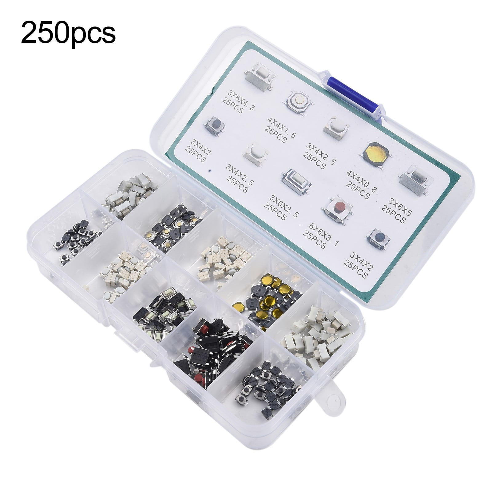 Quality 250-Piece Tactile Switch Car Button Set with 10 Specifications ...