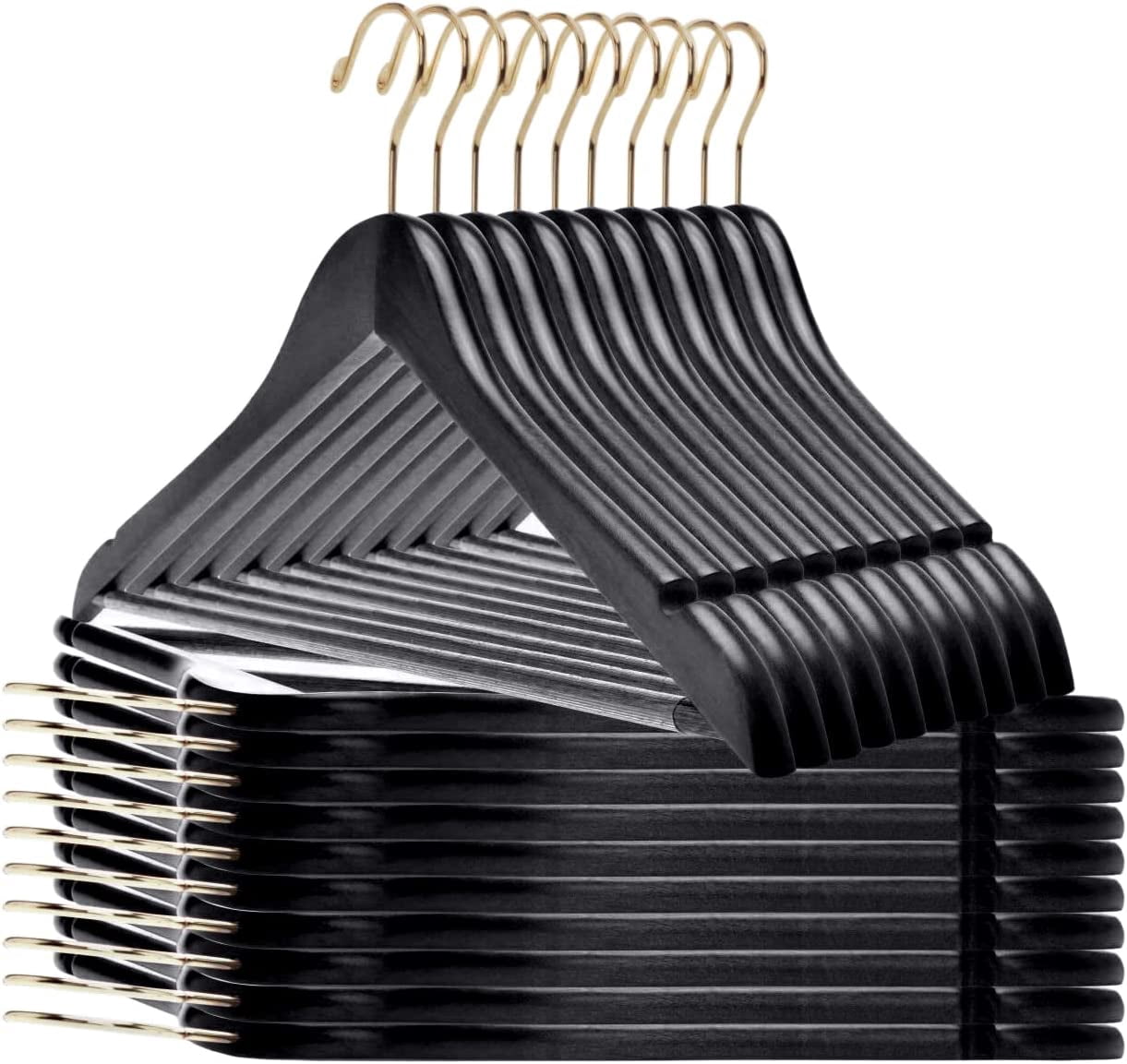 Quality Black Wooden Hangers - Slightly Curved Hanger Set of 20-Pack ...