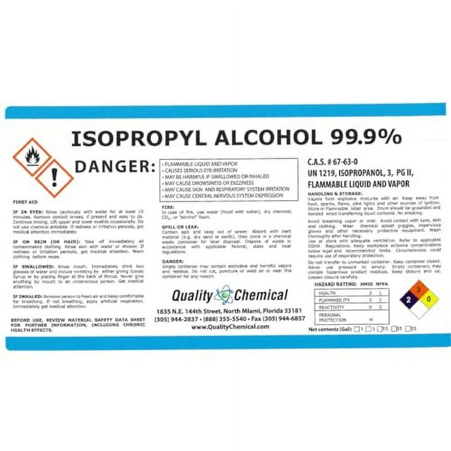 Quality Chemical - Super Premium - 99.9% Pure Isopropyl Alcohol (IPA ...