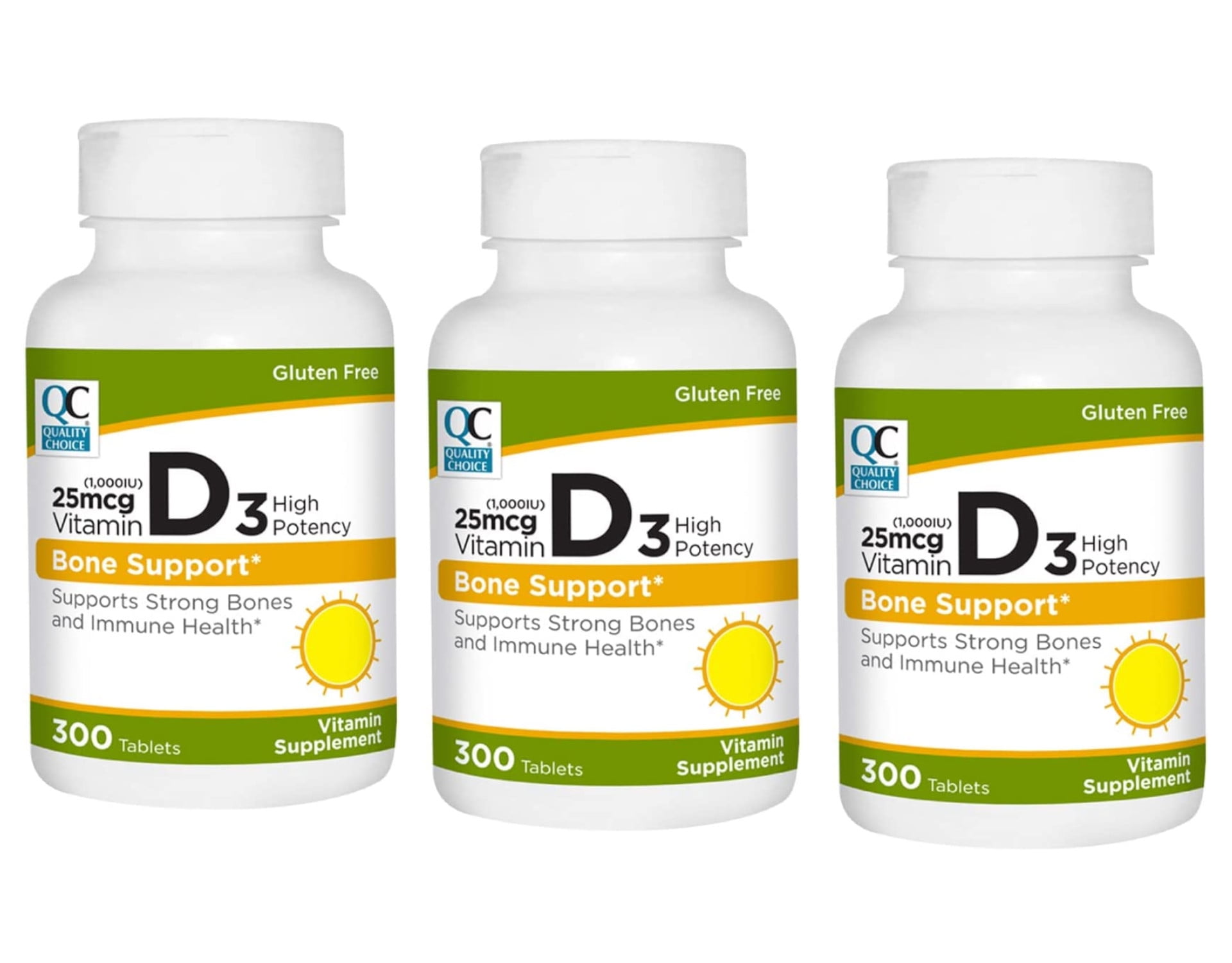 Quality Choice 25mcg Vitamin D3 High Potency Bone Support Tablets, 300 ...