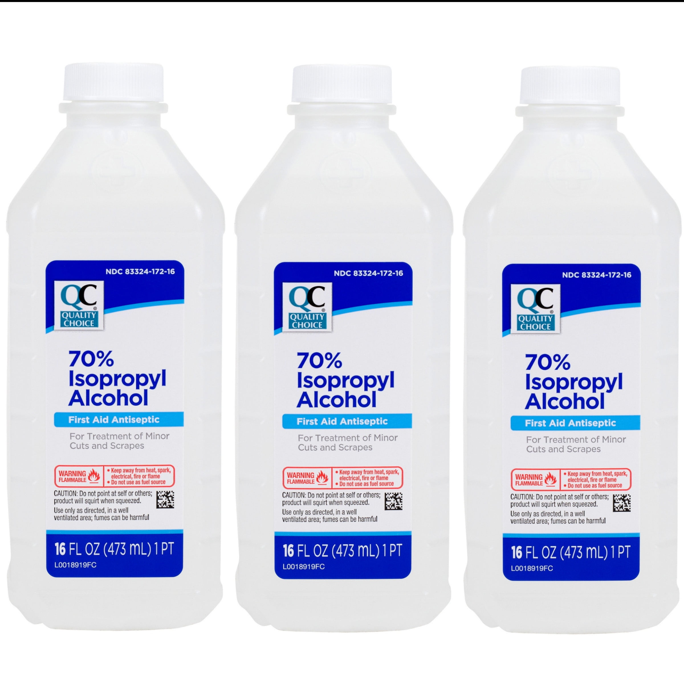 Quality Choice 70% Isopropyl Alcohol First Aid Antiseptic, 16 FL OZ - 3 ...