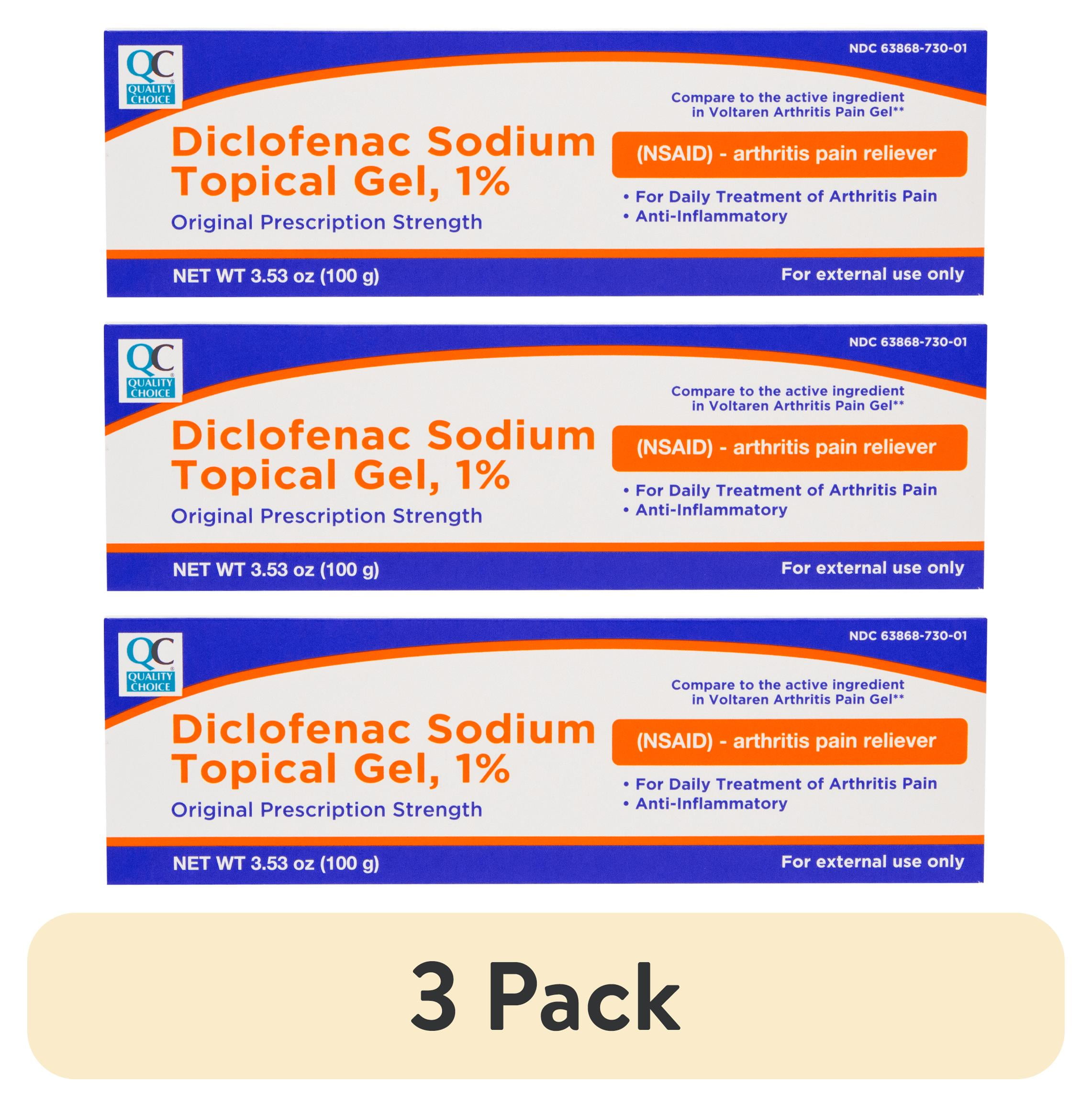 (3 pack) Quality Choice Diclofenac Sodium Topical Gel 1% Arthritis Pain ...