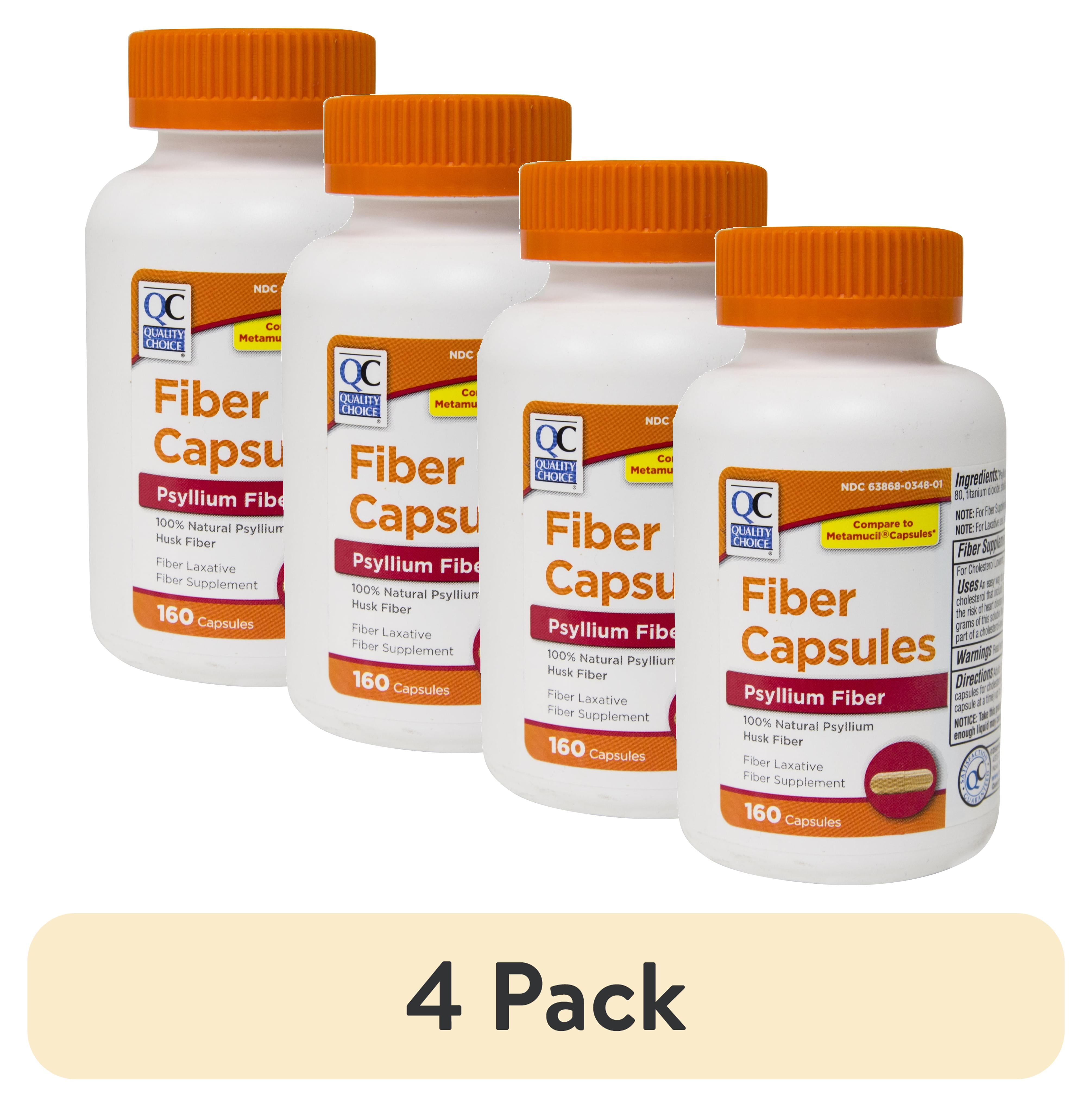 (4 pack) Quality Choice Fiber Capsules 100% Natural Psyllium Husk 160 ...